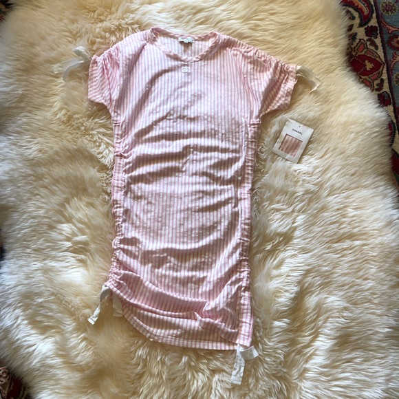 CHANEL | Dresses | Chanel 29 La Pausa Runway Pink Strip Dress Ribbons ...